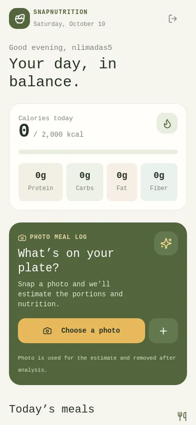 SnapNutrition AI App