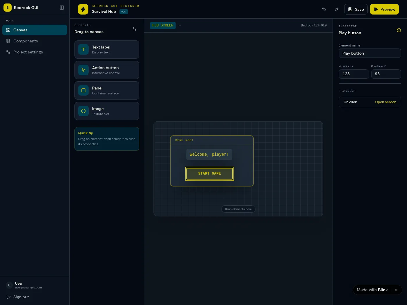 Bedrock GUI Designer