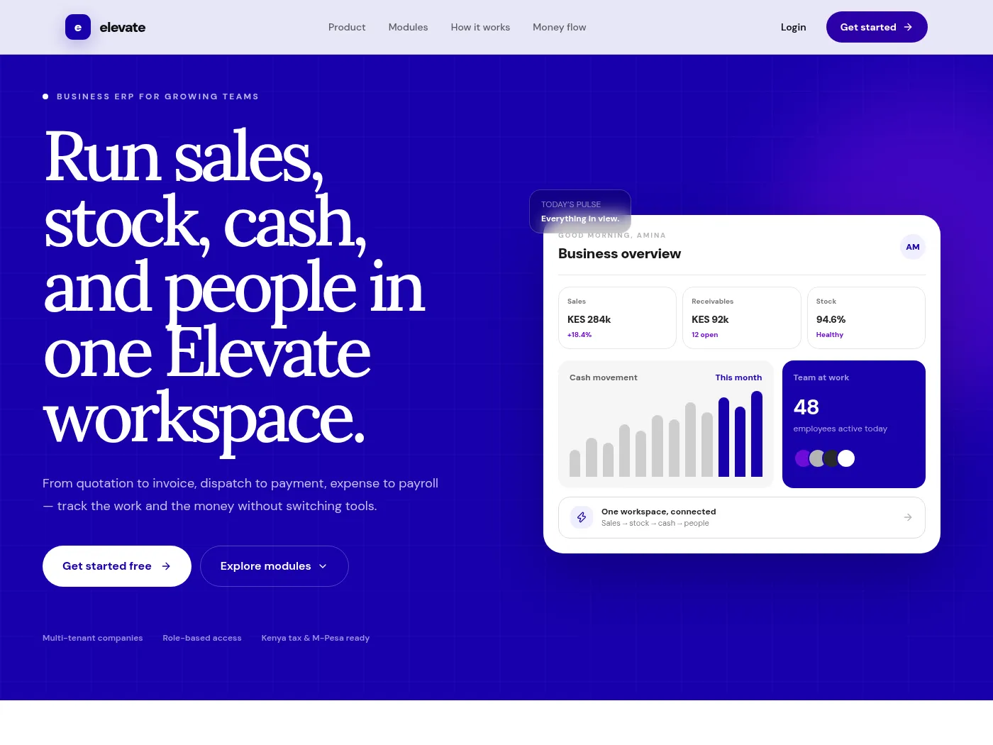 Elevate ERP Landing