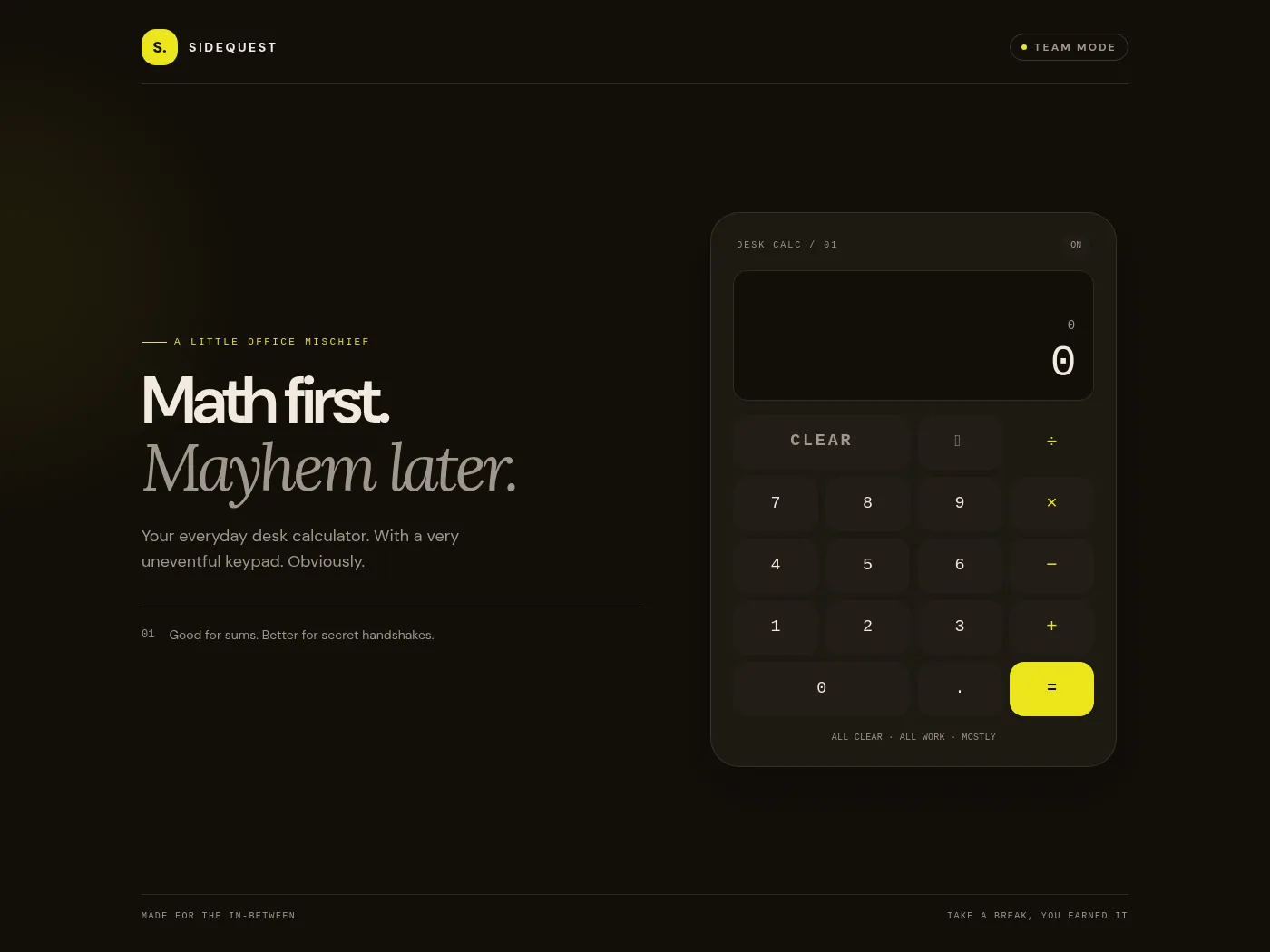 Secret Game Calculator