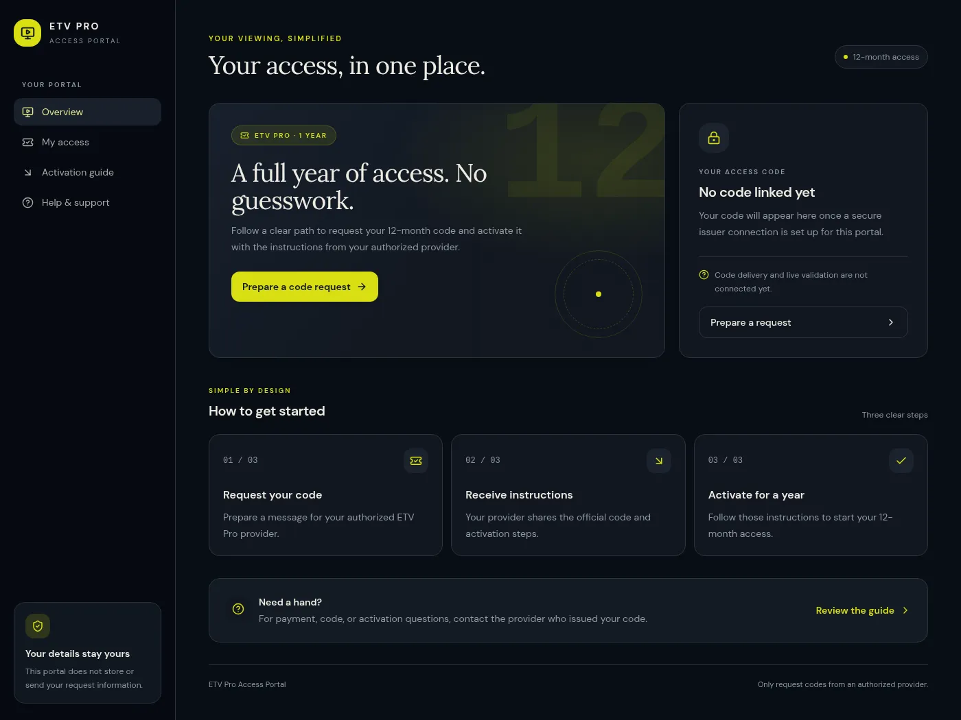 ETV Pro Code Portal