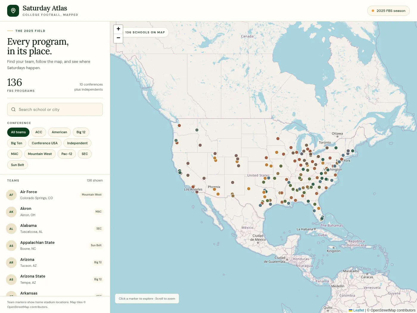 College Football Map