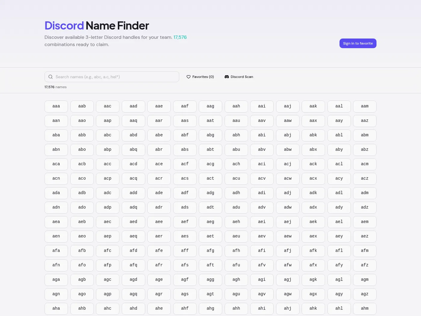 Discord Name Finder
