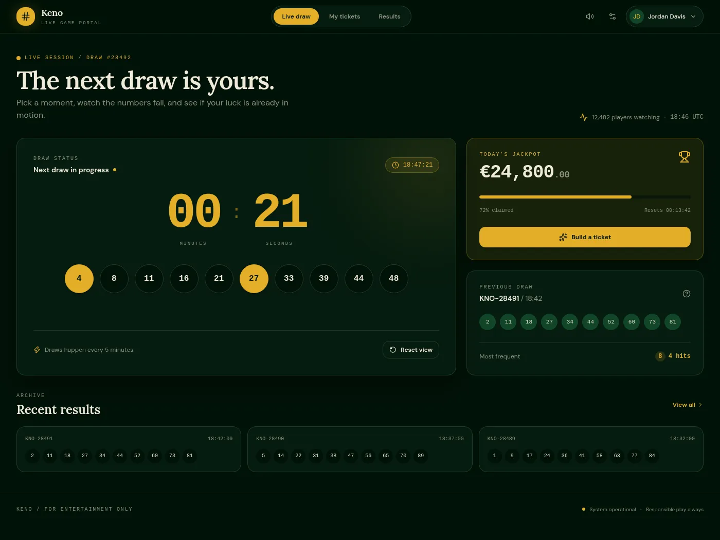Keno Game Portal