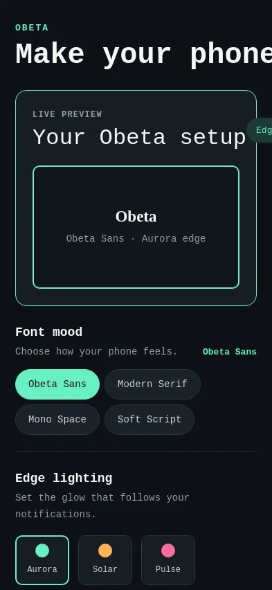 Obeta Font & Edge Light