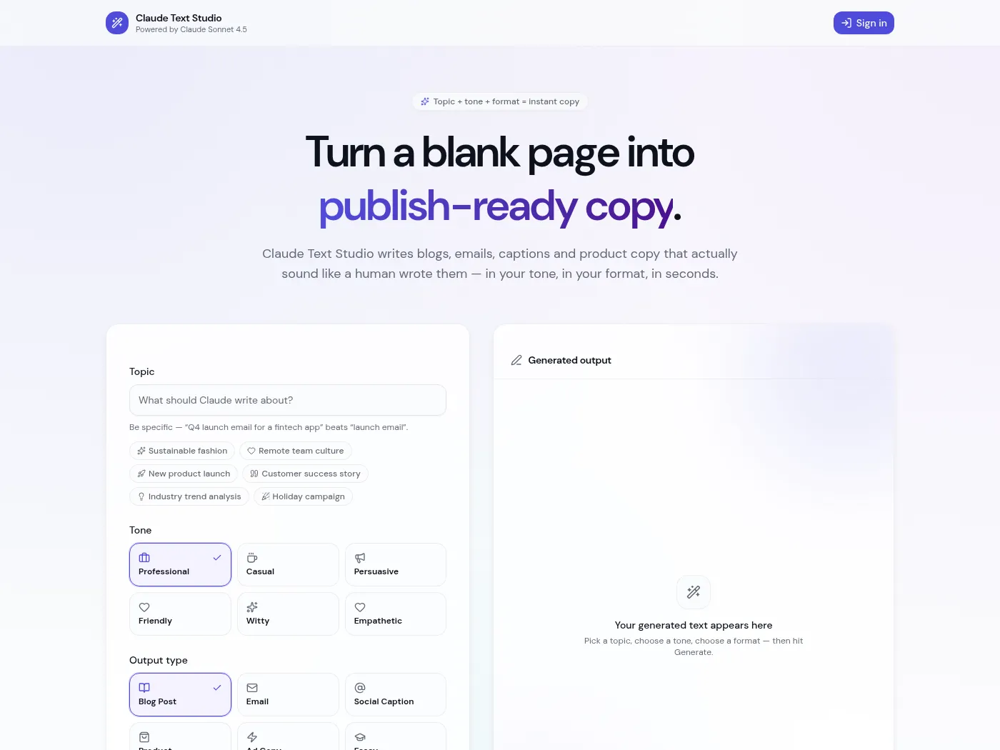 Claude Text Studio