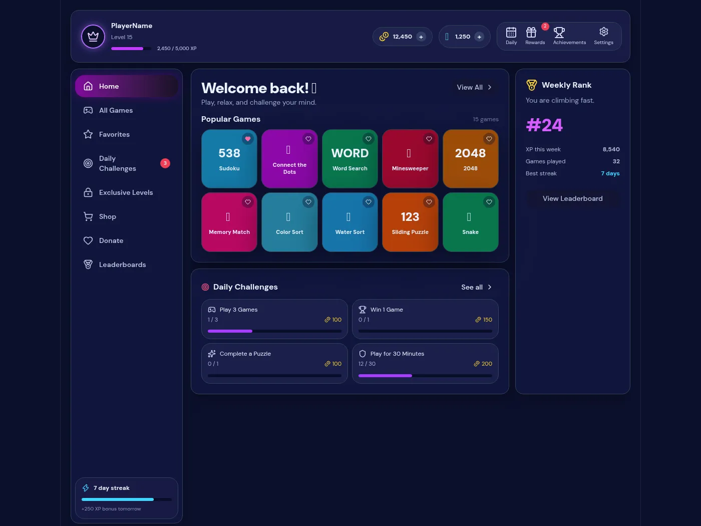 Interactive Game Hub