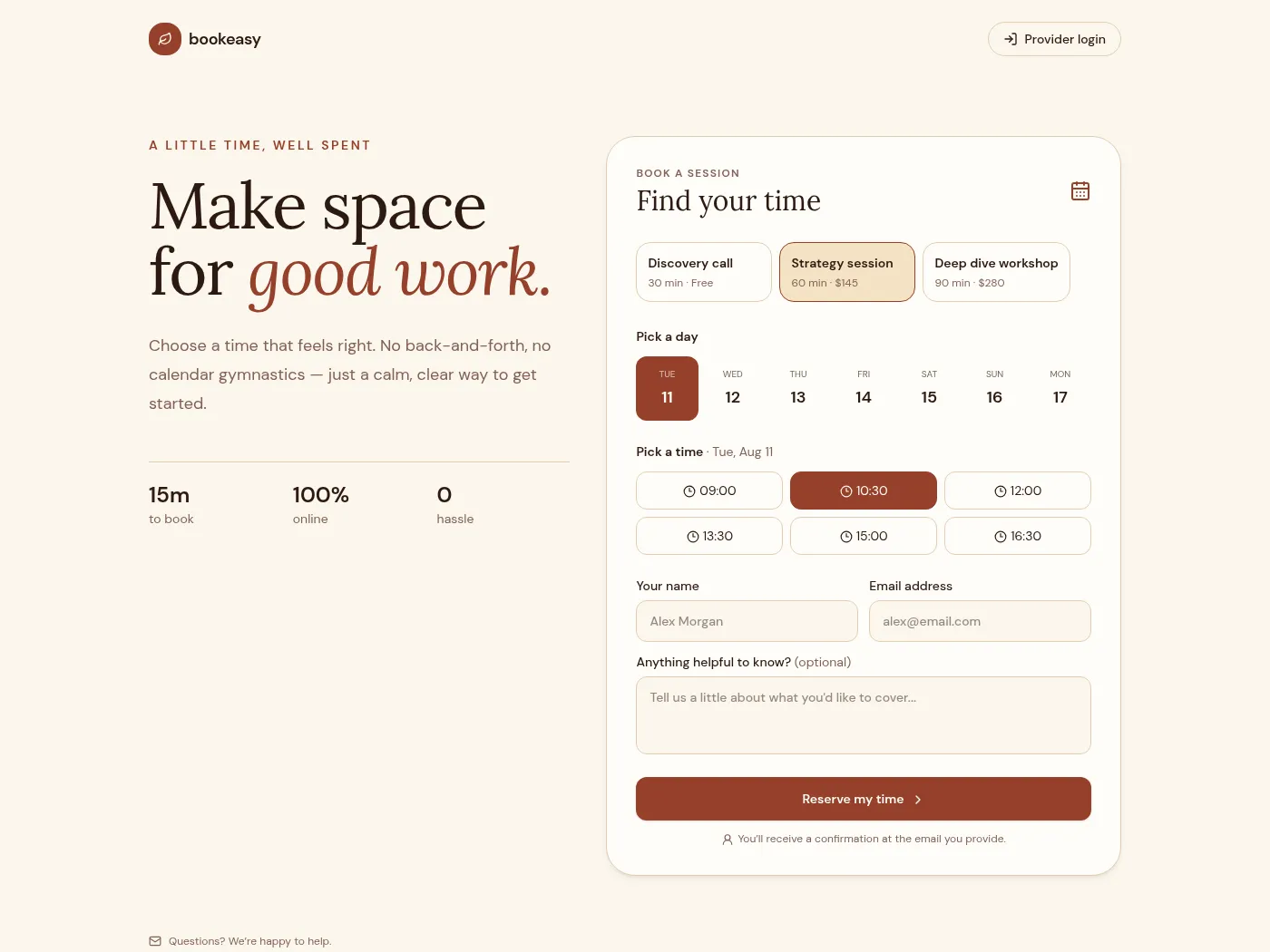 BookEasy Scheduler