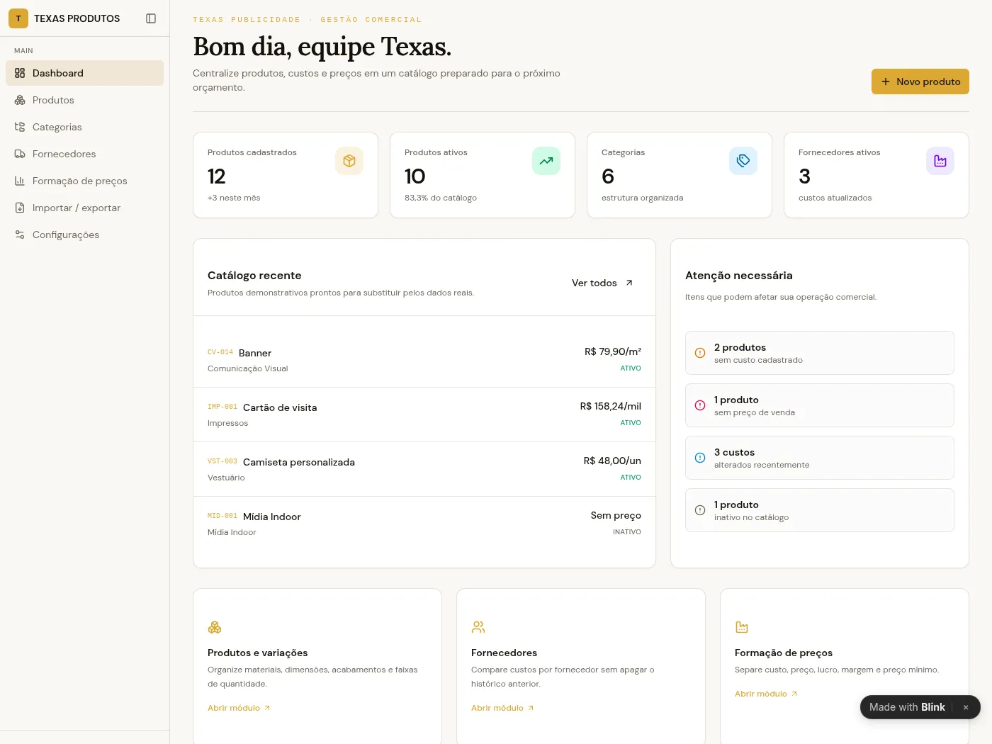 Texas Produtos Manager