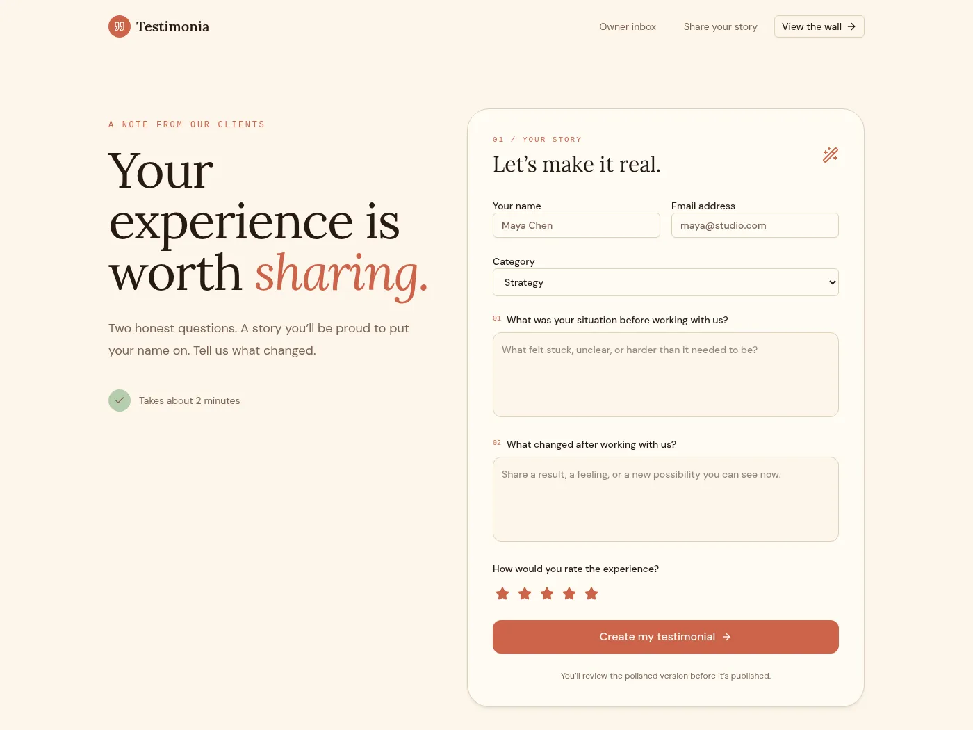 Testimonial Wizard