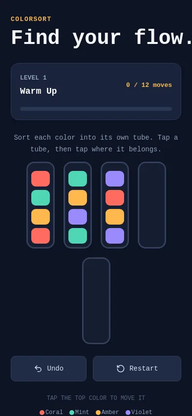 ColorSort Mobile Game