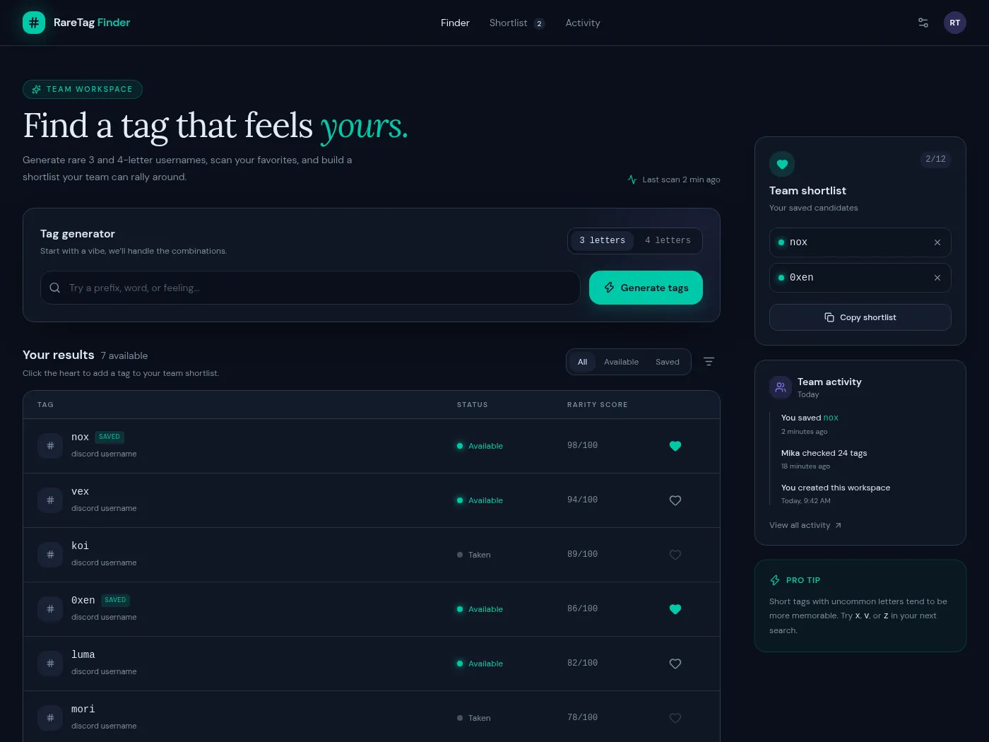 RareTag Finder