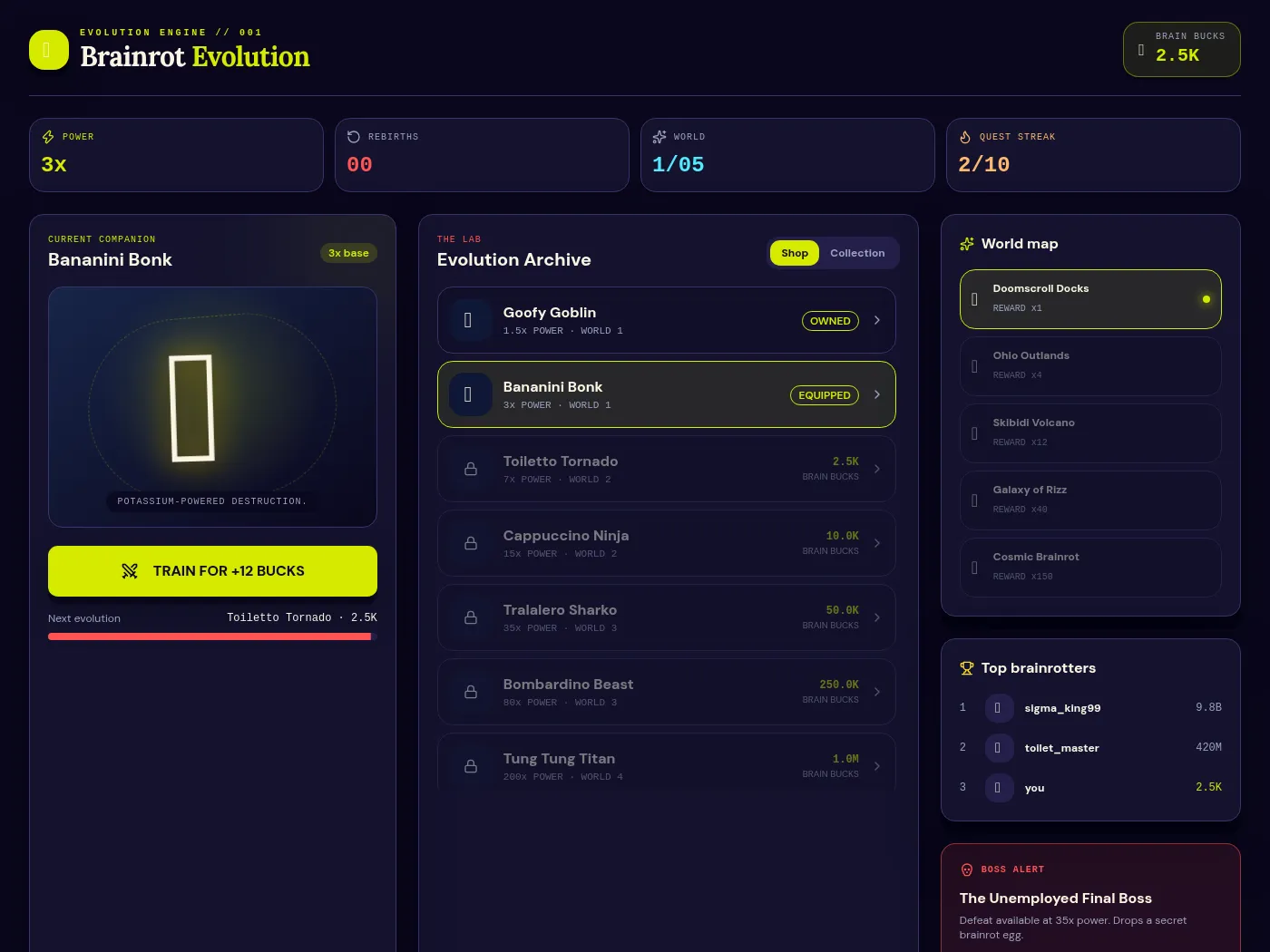 Brainrot Evolution Simulator