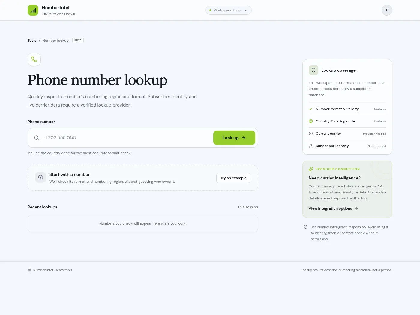 Number Intel Lookup