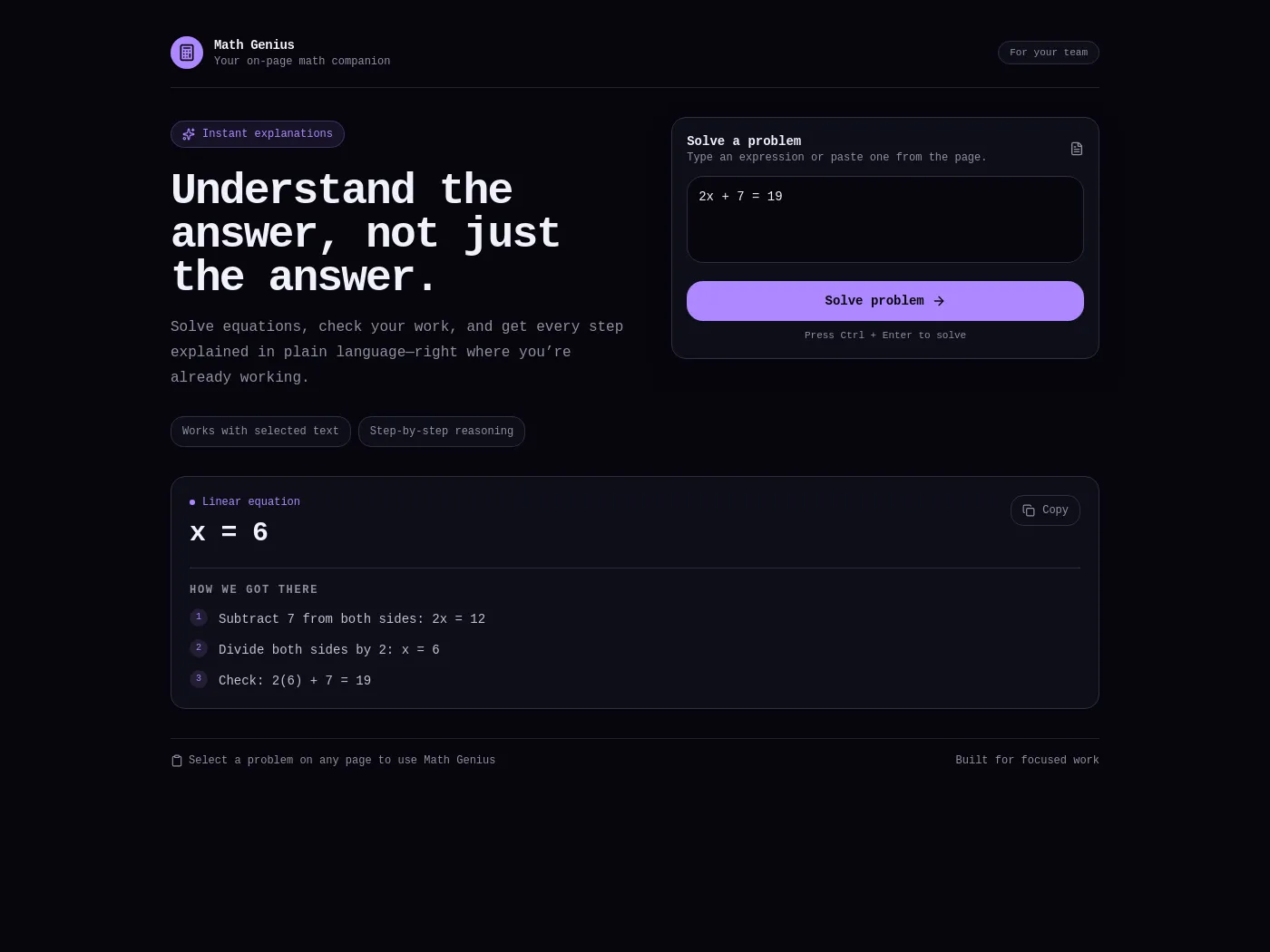 Math Genius Extension