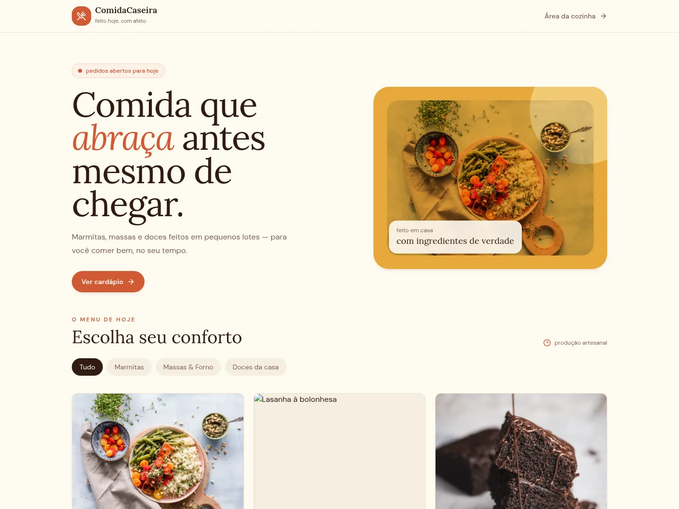 ComidaCaseira Delivery Hub