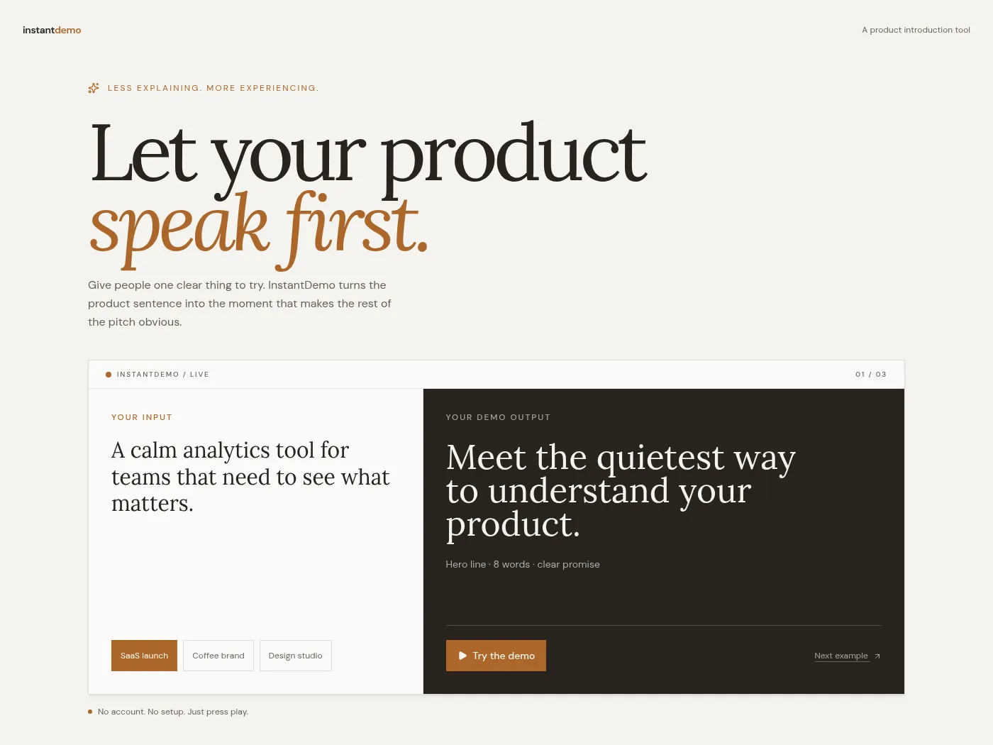InstantDemo Landing Page