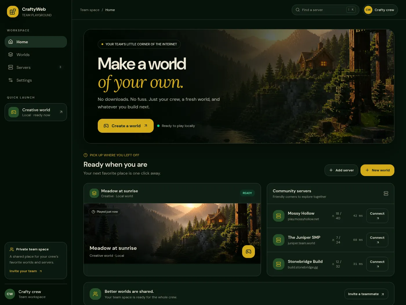 CraftyWeb Client
