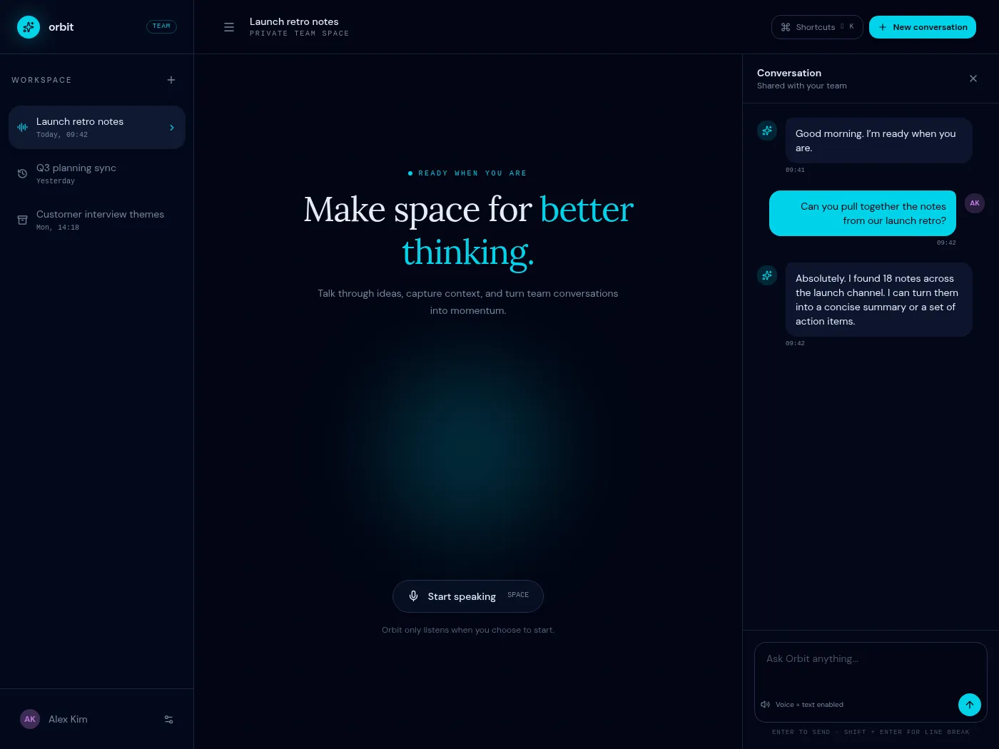 Orb Voice Assistant UI
