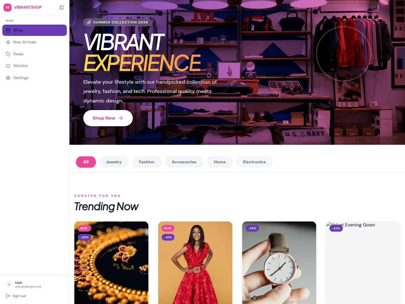 VibrantShop E-Commerce UX Prompt