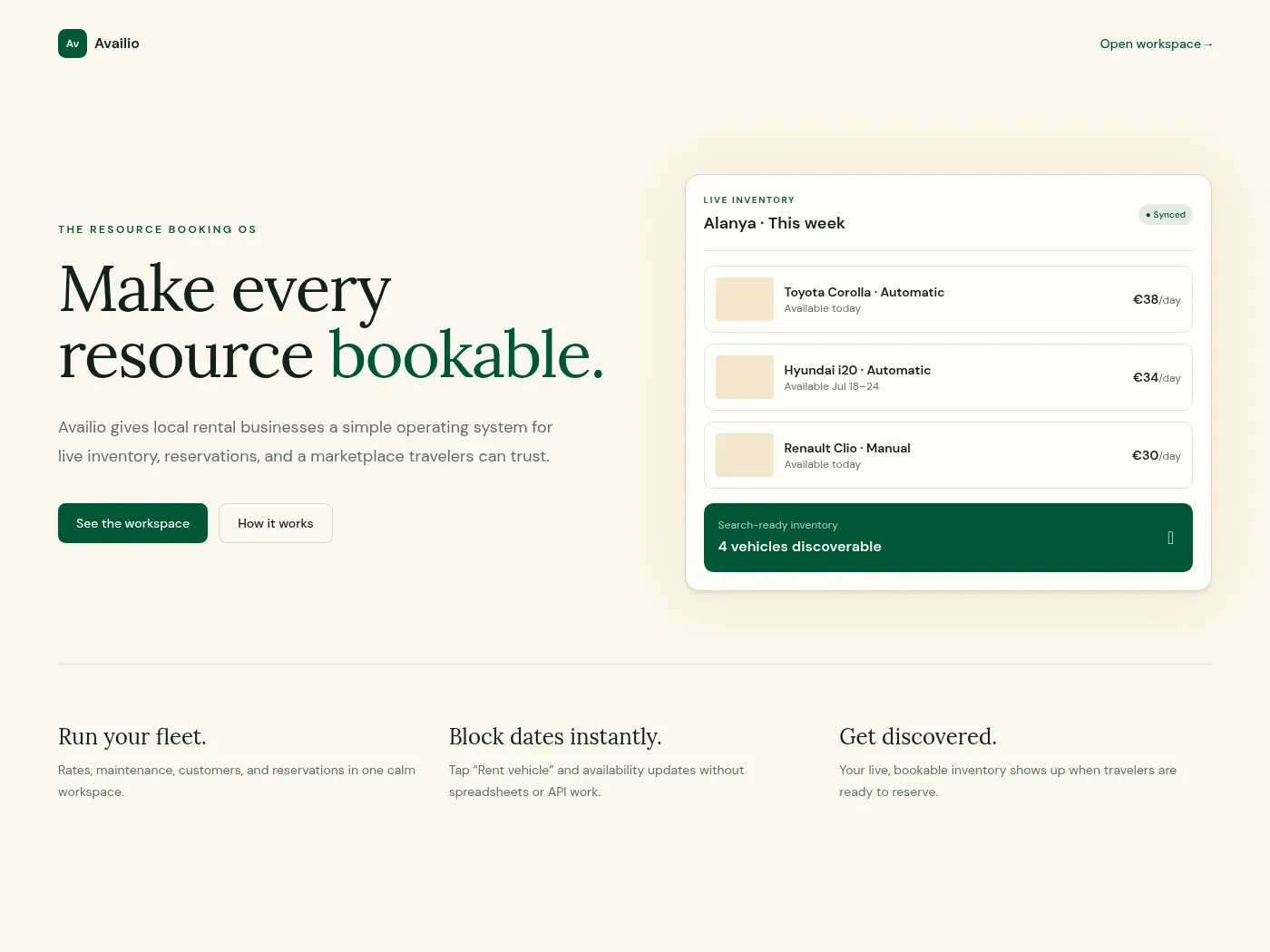 Availio: Resource Booking OS