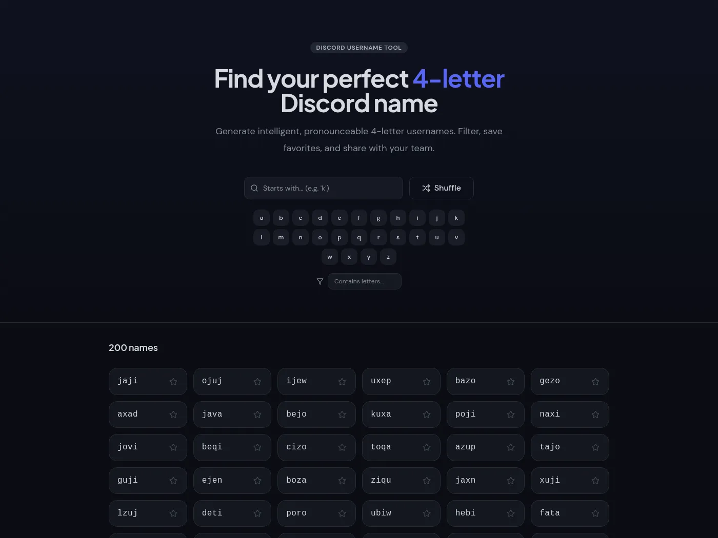 Discord 4-Letter Finder