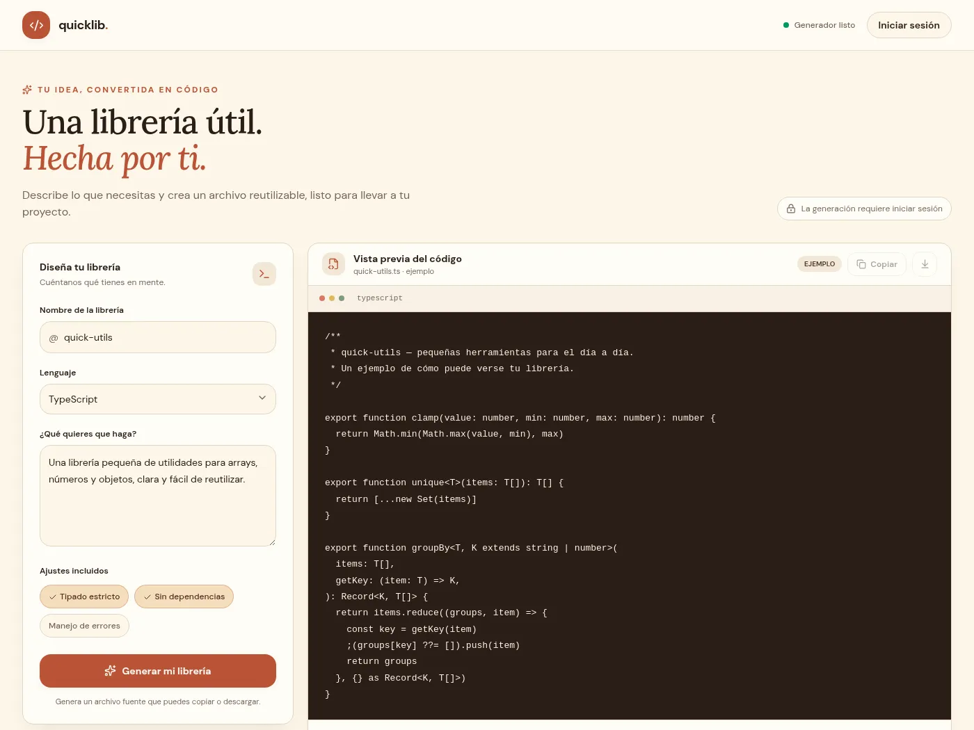 QuickLib Generator
