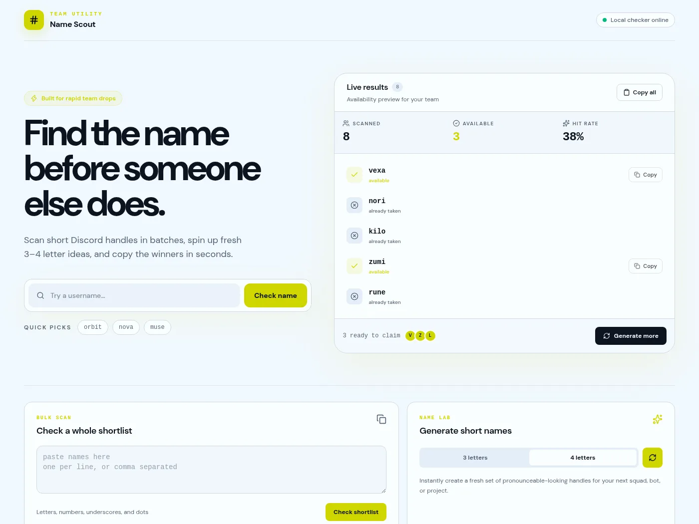 Discord Name Scout