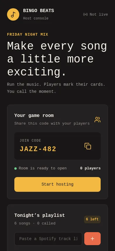 Music Bingo Host & Play
