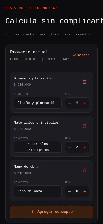 CostoPro Móvil