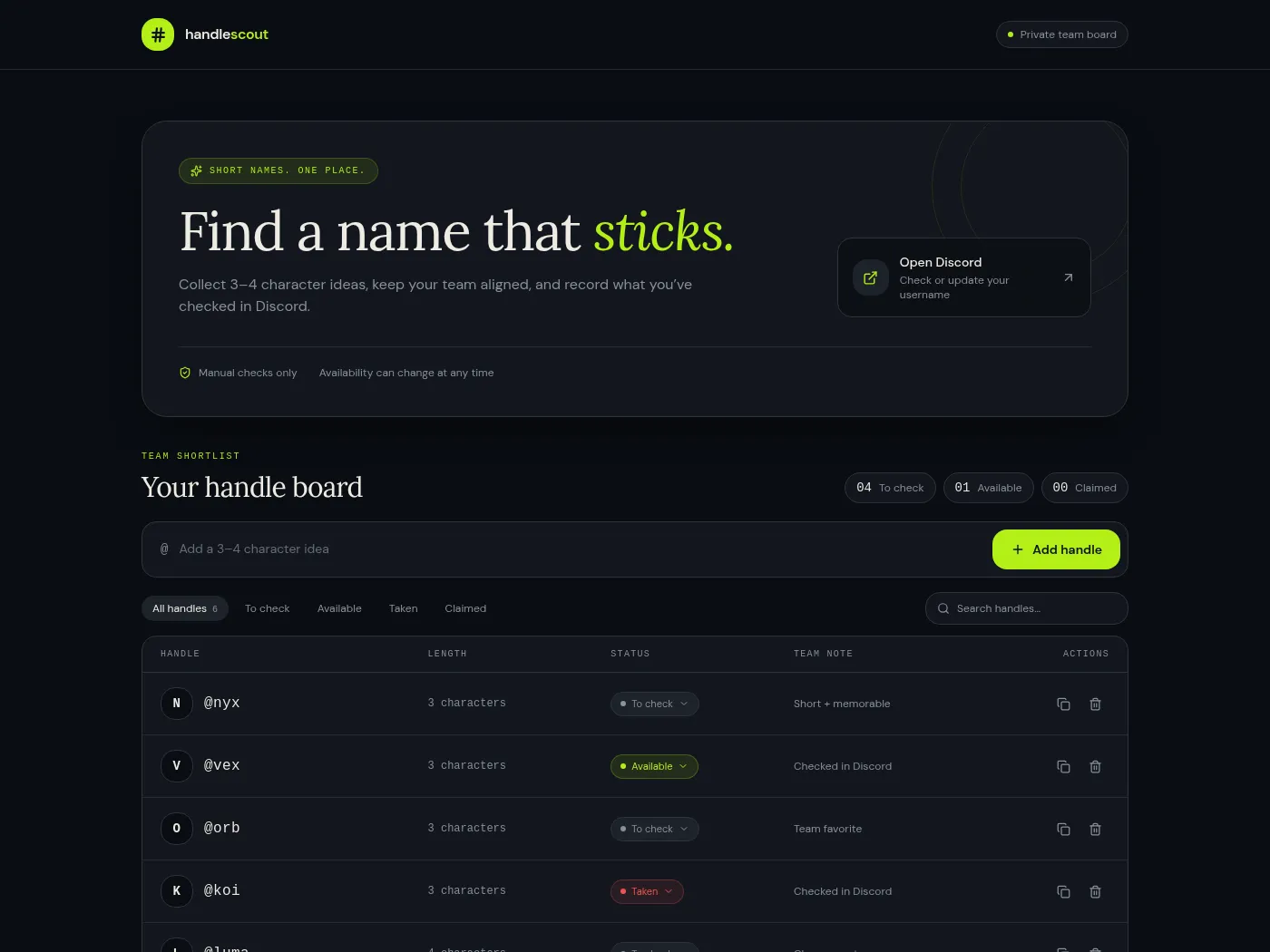 Rare Discord Handle Finder