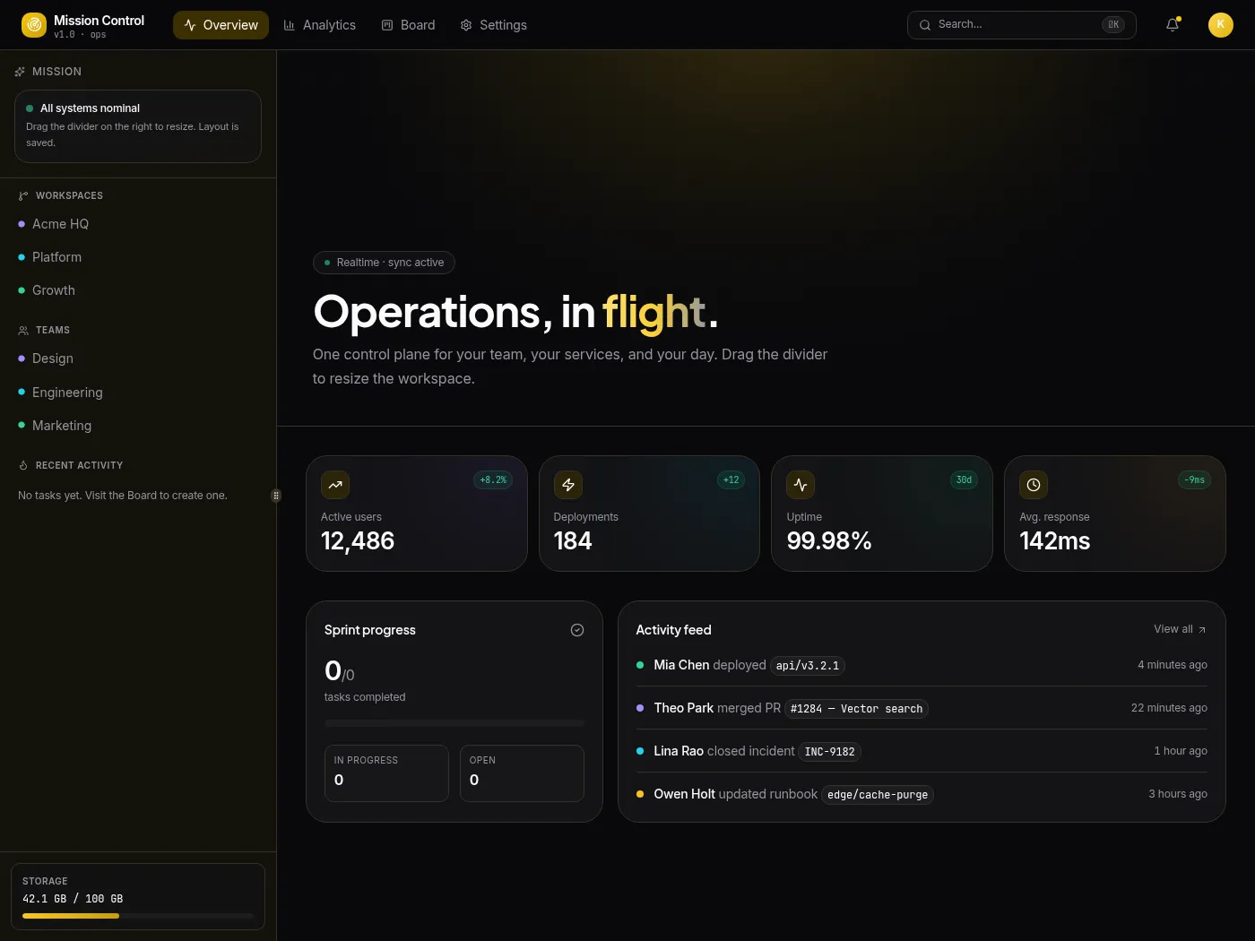 Mission Control Dashboard