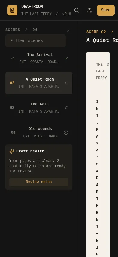 DraftRoom Screenplay Mobile