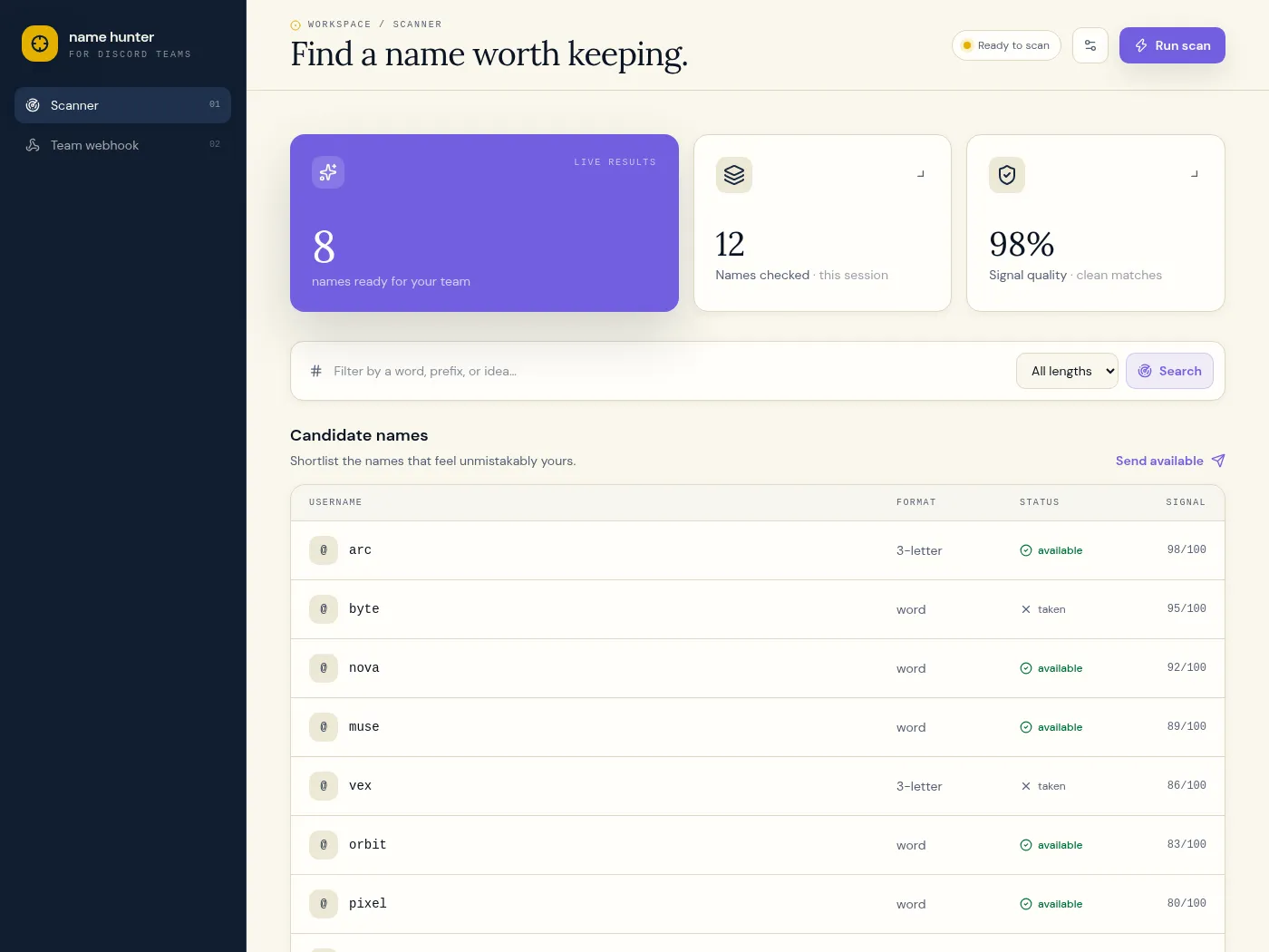 Discord Name Hunter
