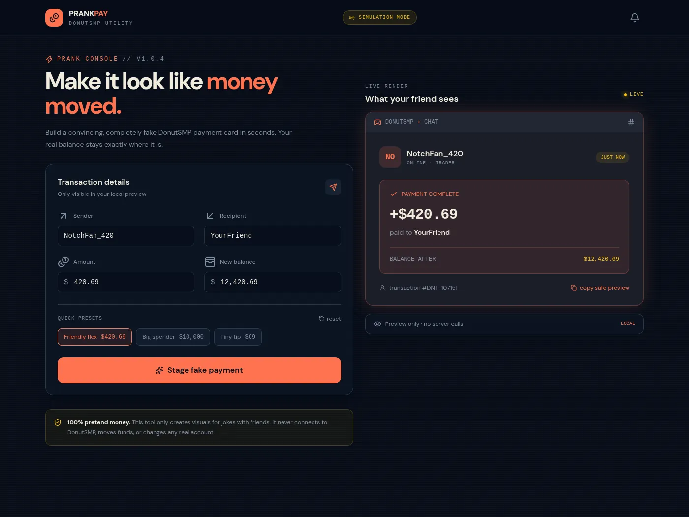 DonutSMP PrankPay Mod