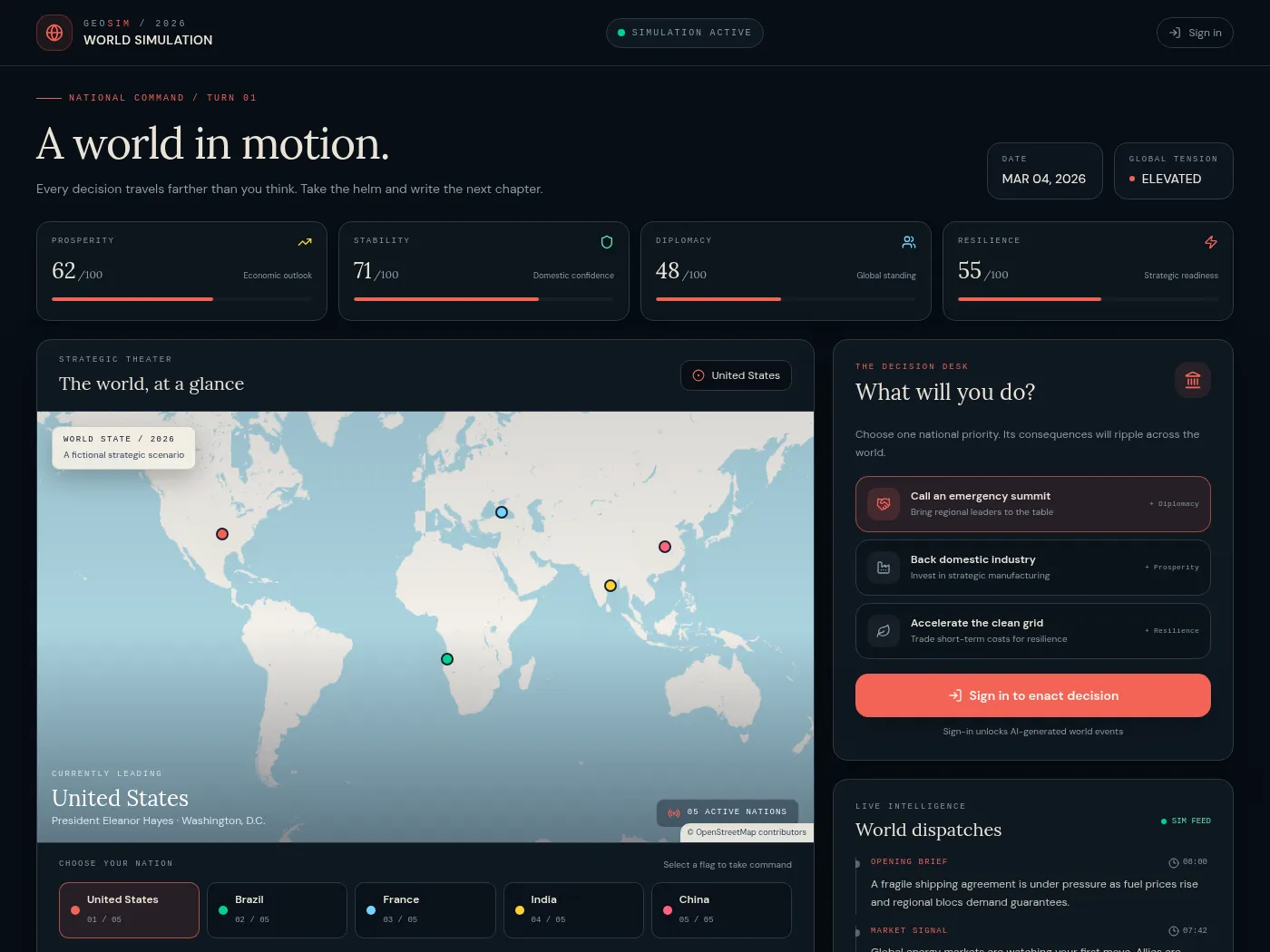 GeoSim AI Nation Game