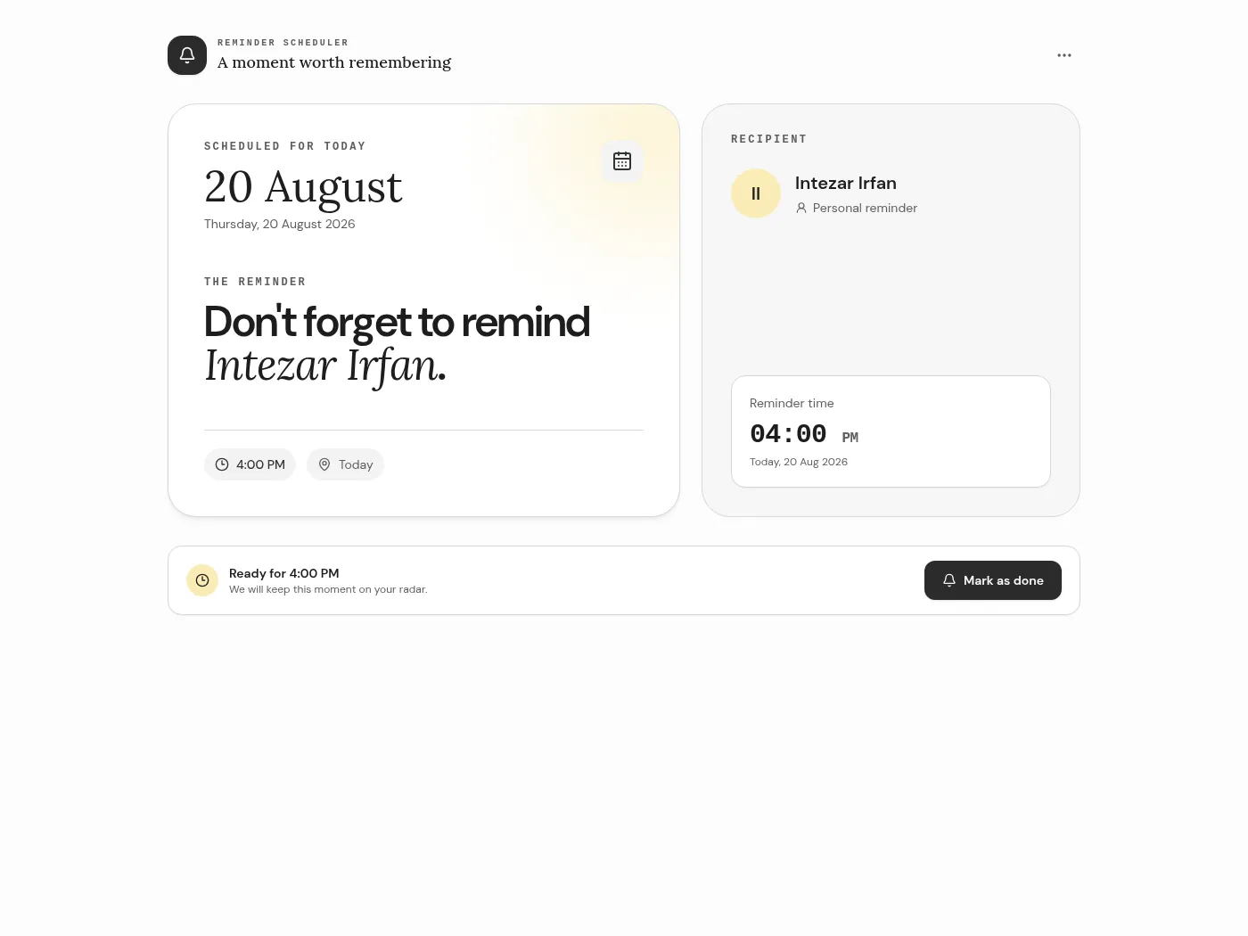 Irfan Reminder Scheduler