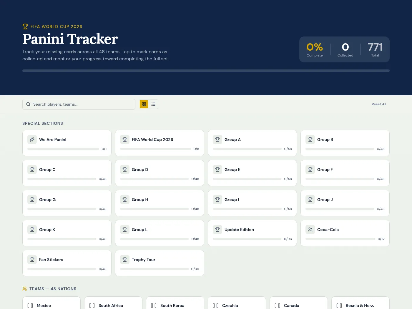 Panini Tracker 2026