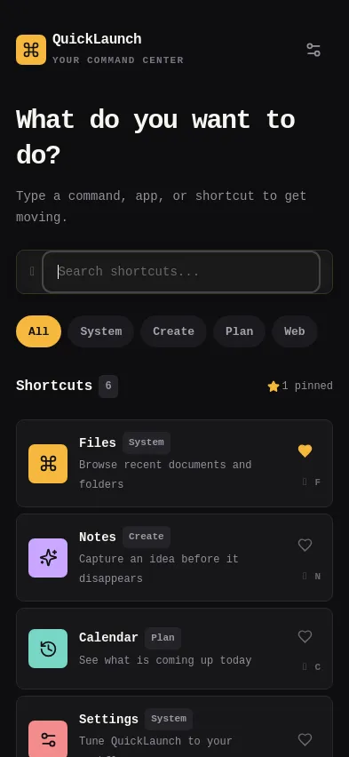 QuickLaunch for Mobile
