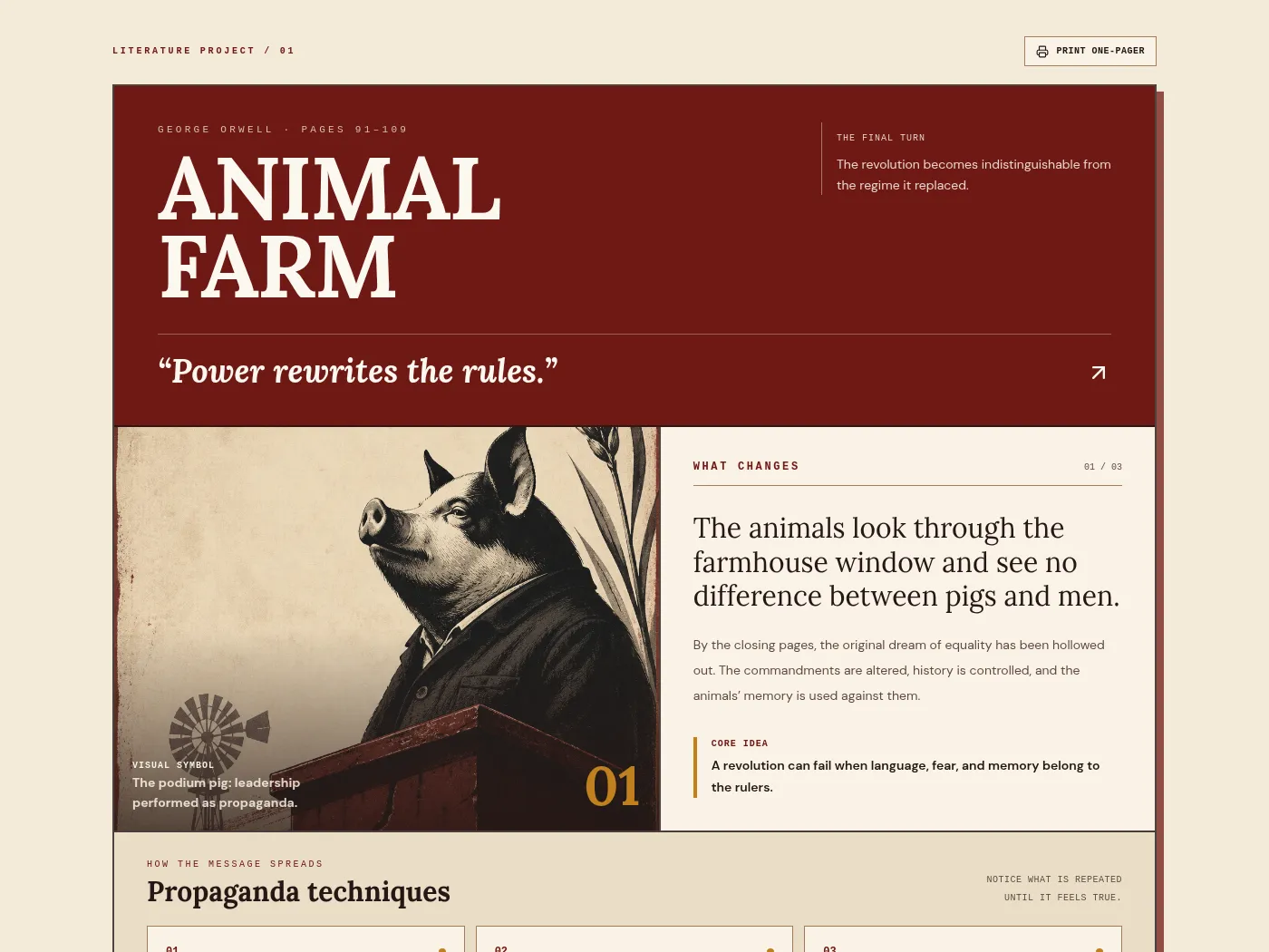 Animal Farm One Pager