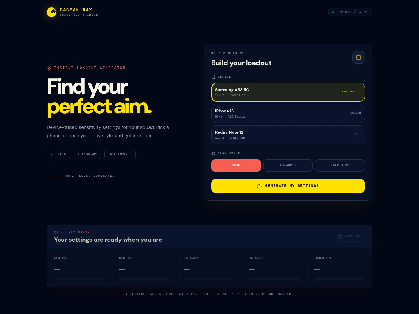PACMAN Sensitivity Genie