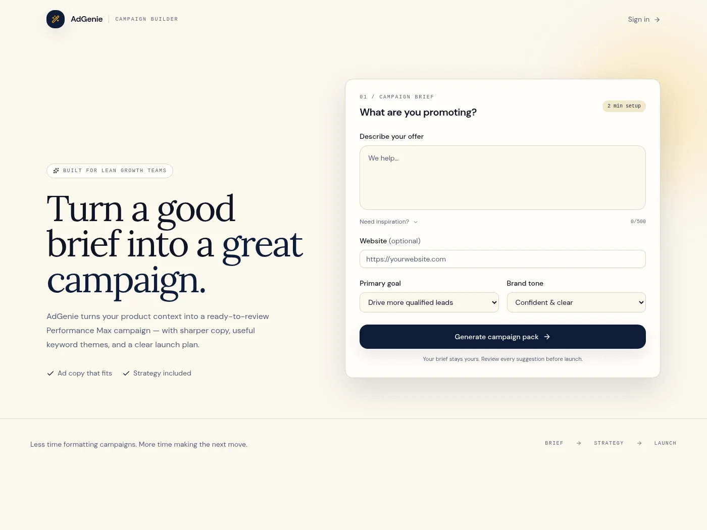 AdGenie Campaign Builder