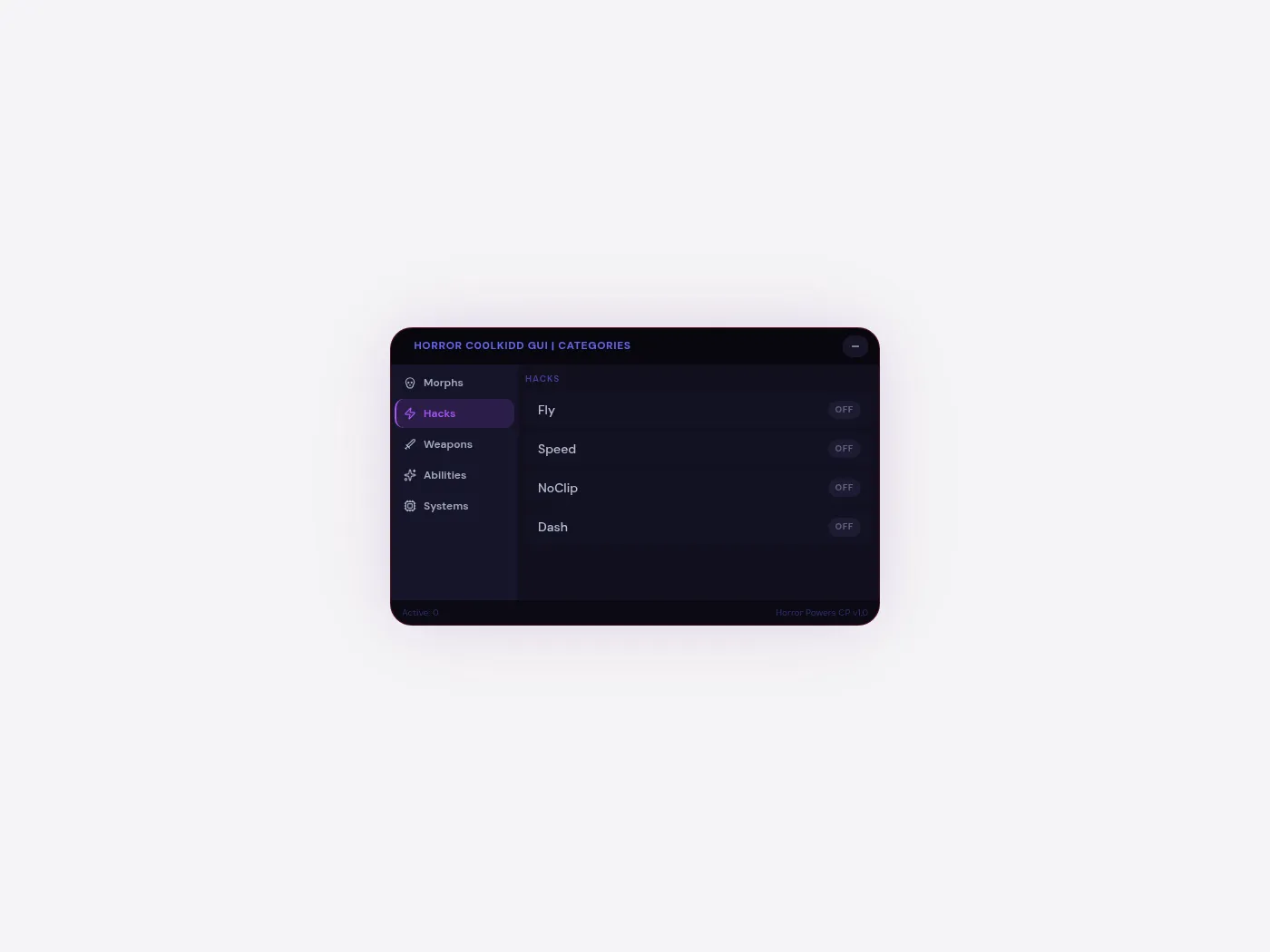 Horror Powers Control Panel