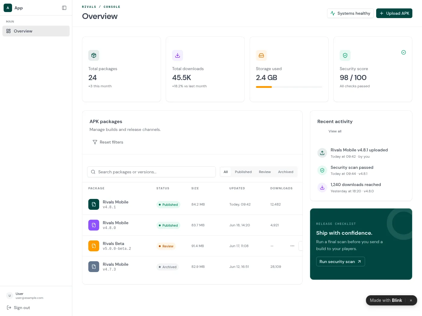 APK Admin Console