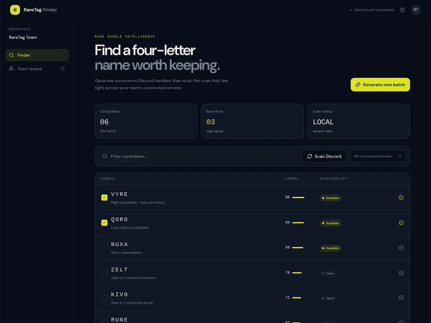 RareTag Finder