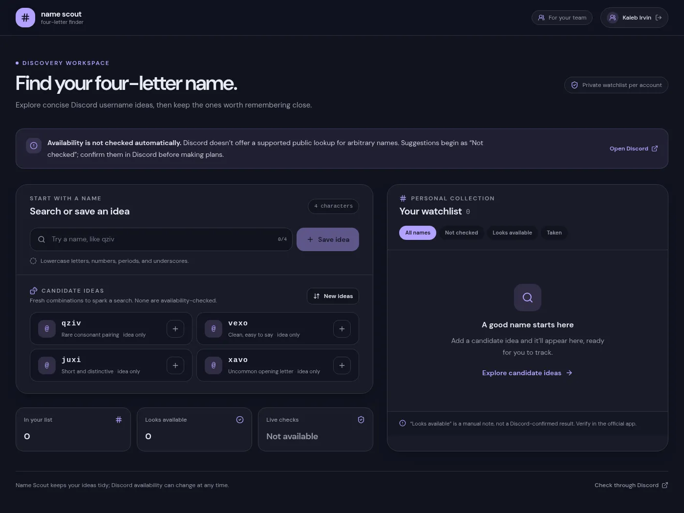 Discord Name Finder