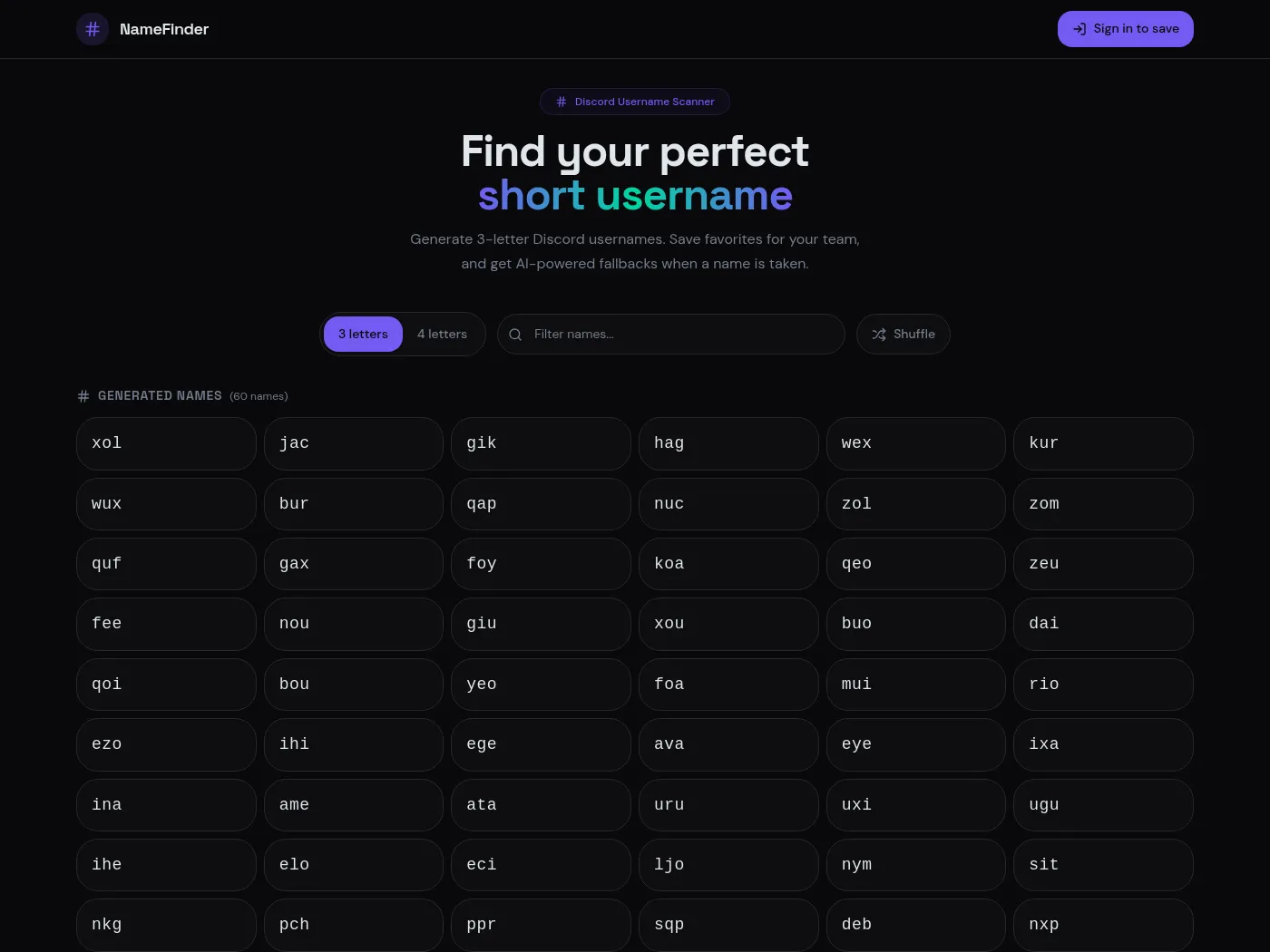 Discord Name Finder