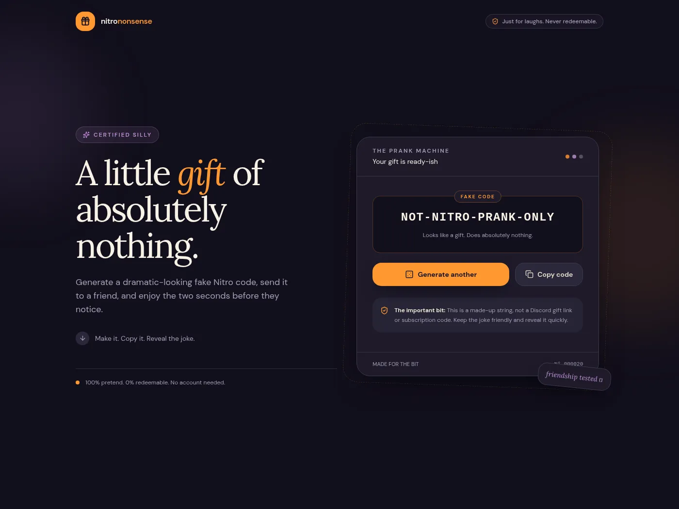 Nitro Prank Generator