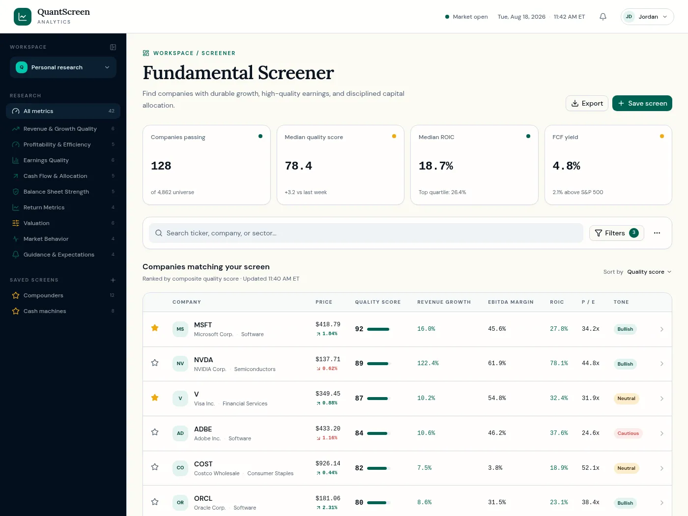 QuantScreen Analytics