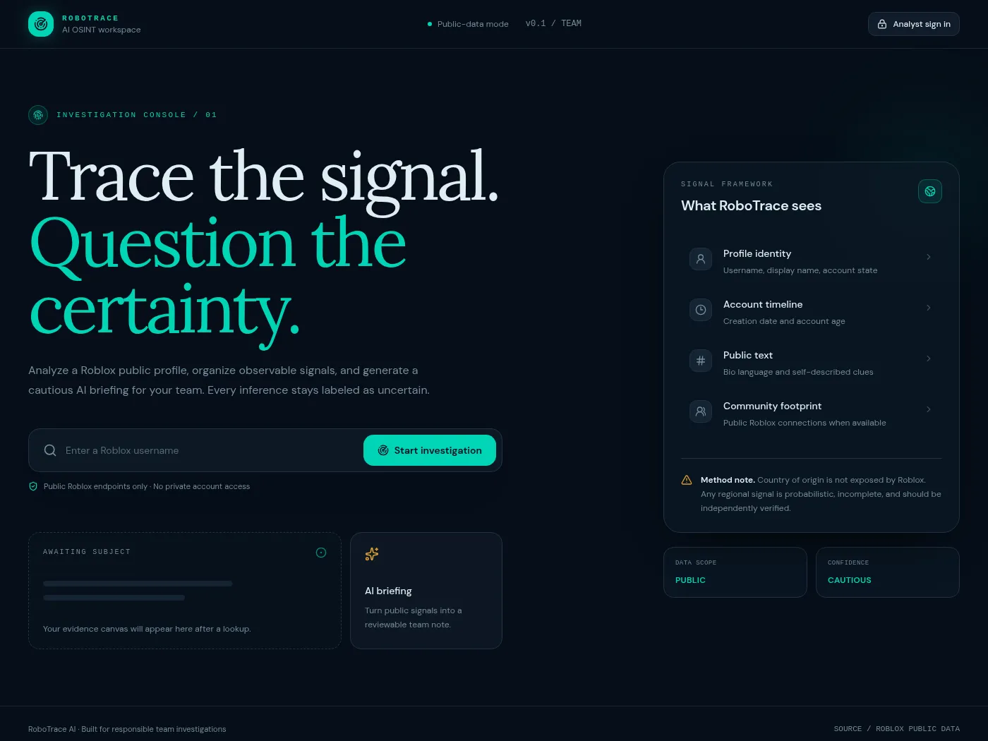 RoboTrace AI OSINT Tool